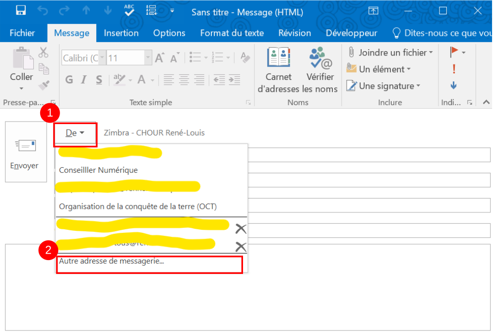 Changer l'expéditeur d'un mail - Outlook — Rennes Metropole